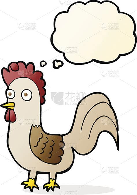 卡通公鸡与思想泡泡