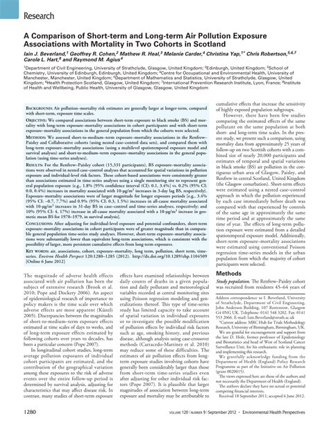 Pdf A Comparison Of Short Term And Long Term Air Pollution Exposure