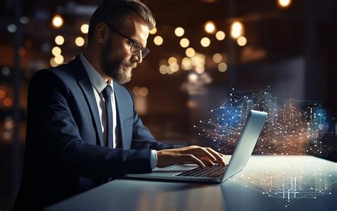 Premium Photo Businessman Analyzing Data On Laptop