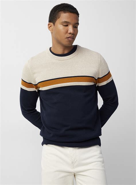 Block Stripe Sweater Le 31 Shop Mens Crew Neck Sweaters Online
