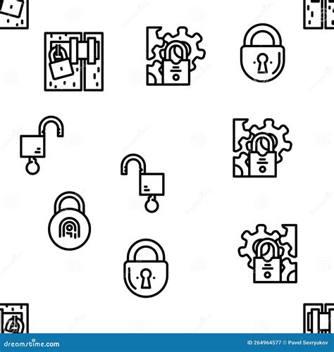 Padlock Lock Safe Password Vector Seamless Pattern Stock Vector Illustration Of Locker System