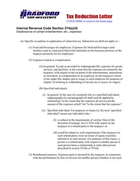 Internal Revenue Code Section 274e4