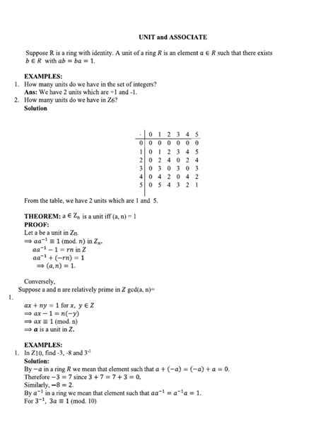 Unit And Associate Pdf