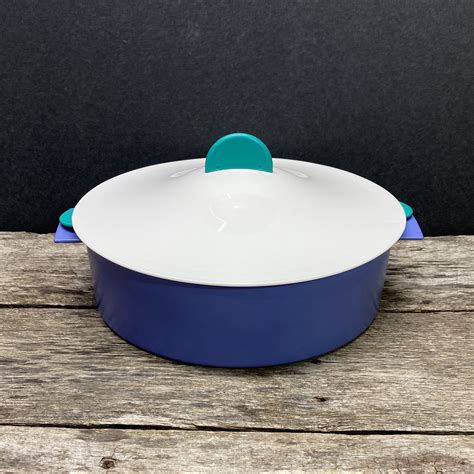 Tupperware Steamer Round Large Microwave Cookware Blue And Turquoise