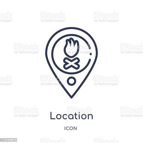 Linear Location Icon From Camping Outline Collection Thin Line Location Vector Isolated On White