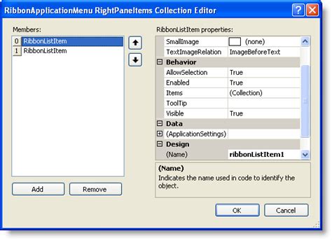 application menu collection editors componentone ribbon for winforms