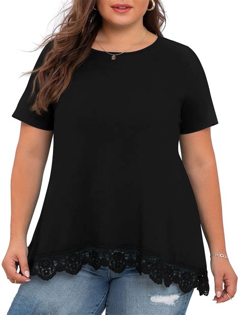 Cueply Plus Size Tops For Women Summer Casual Womens Short Sleeve Crew