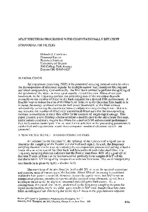 Pdf Split Spectrum Processing With Computationally Efficient