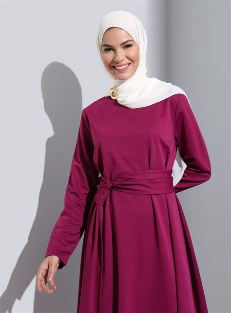 Cherry Color Modest Dress