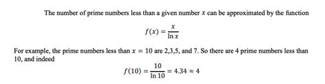 the number of prime numbers less than a given number