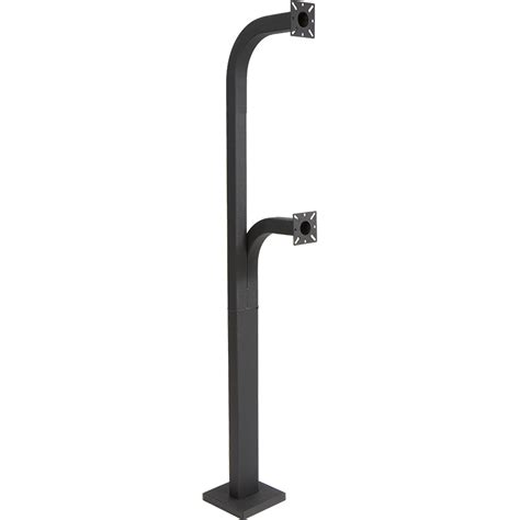 64 And 42 Black Steel Dual Height Gooseneck Pedestal With Rectangle