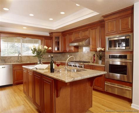 Pictures Of Kitchens Traditional Medium Wood Cabinets Golden Brown