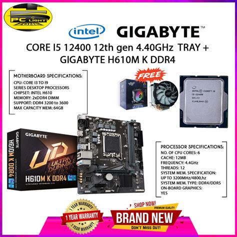 Intel Core I5 12400 6c 12t 12th Gen 2 5 To 4 4 Ghz Tray Type Gigabyte H610m K Ddr4 Bundle