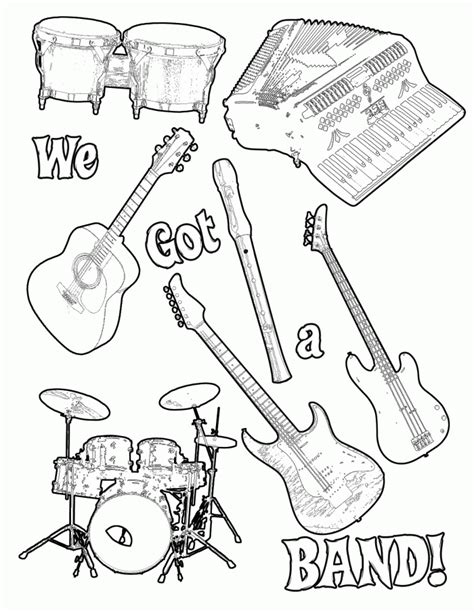 Musical Instruments Coloring Pages At Saskineticblog Blog