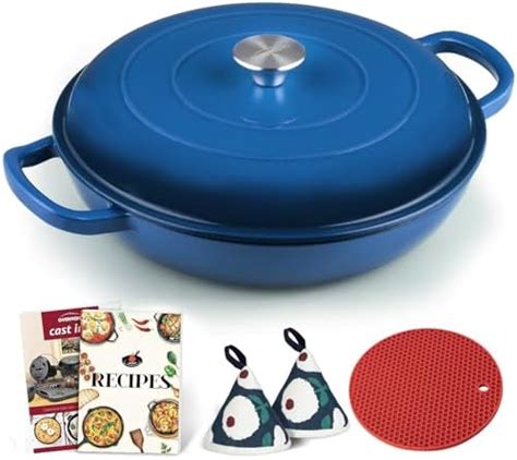 Shallow Cast Iron Casserole With Lid Non Stick Dutch Oven Pot Oven