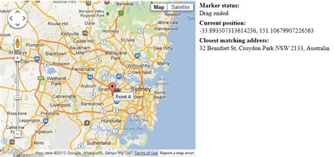 Html Getting Coordinates From Click Or Drag Event In Google Maps API