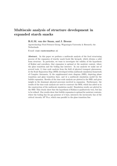 Pdf Multiscale Analysis Of Structure Development In Expanded Starch