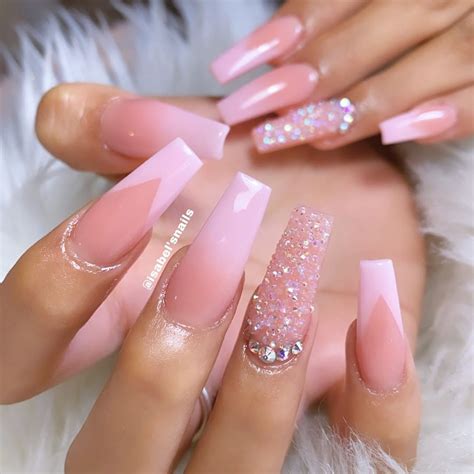 Light Pink Acrylic Nails Long Acrylic Nail Designs Nails Glitter