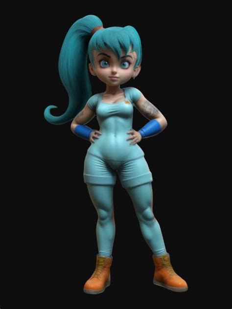Realistic Bulma From Dragon Ball Z Ultra Realistic Highly Detailed Full Body T Pose