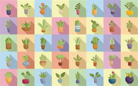 Plants Icons Set Flat Vector Leaf Growth 12332100 Vector Art At Vecteezy