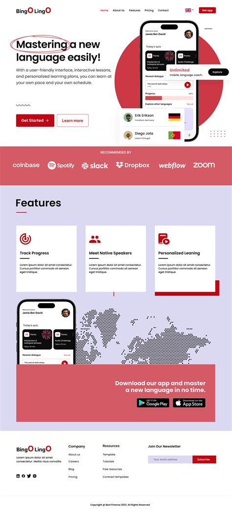 Language Learning App Landing Page Behance