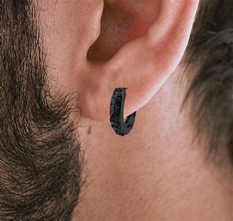 Mens Earrings Black Earrings Men Edgy Male Earring Dragon Glass