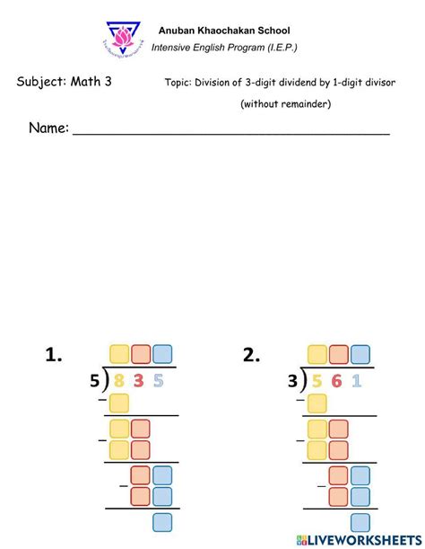 Long Division Worksheets 3 Digit By 1 Digit