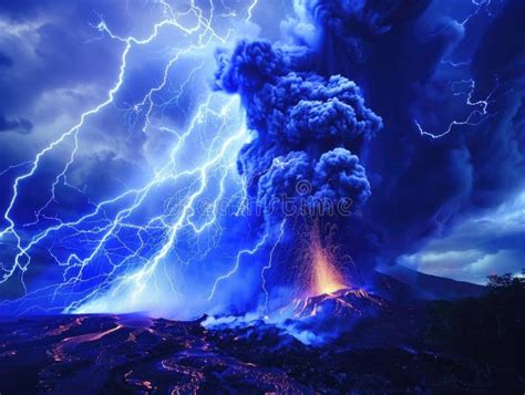 Volcano Lightning Storm Wallpaper