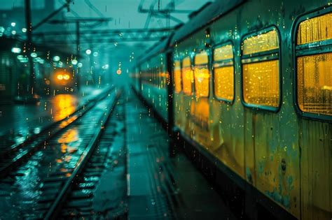 Train On The Platform Closeup Premium Ai Generated Image