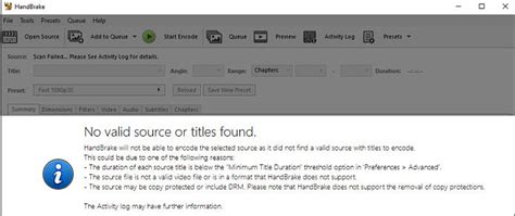 Fix HandBrake No Valid Source Found Error Ways