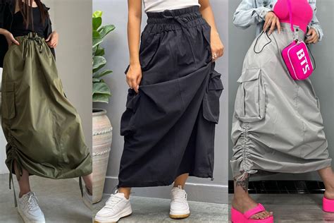 ۲۰ ایده برای استایل کژوال تابستانی با دامن کارگو بلند ترند ۱۴۰۲ ستاره