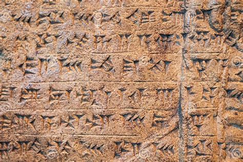 Ancient Assyrian And Sumerian Cuneiform Writing Carving On Stone From