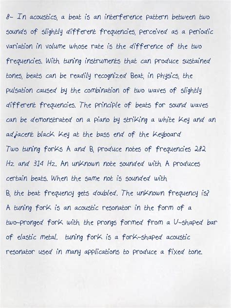 Solved 8 In Acoustics A Beat Is An Interference Pattern