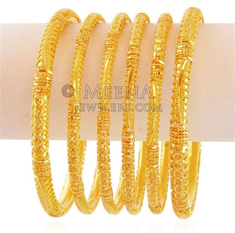 Traditional Indian Bangles 22k Gold Bast17424 Beautiful Indian