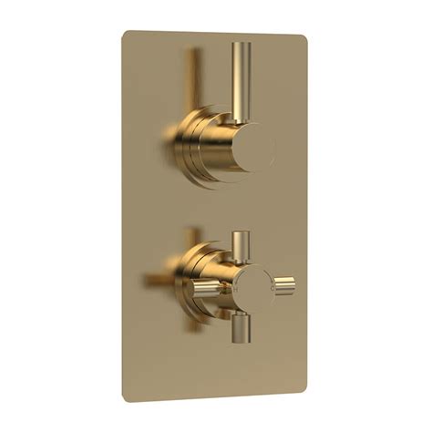Hudson Reed Tec Pura Twin Concealed Thermostatic Shower Valve Brushed