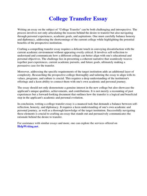 College Transfer Essay Download Free Pdf Enterprise Resource