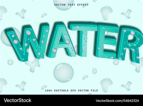 Water 3d Text Effect Realistic Textured Eps Vector Image