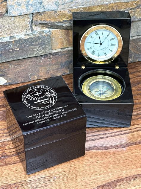 Personalized Nautical Compass Clock Desk Supplies Fathers Etsy