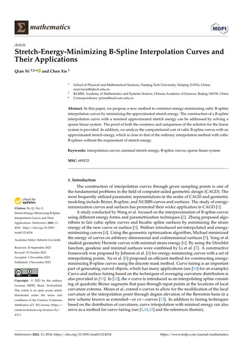 PDF Stretch Energy Minimizing B Spline Interpolation Curves And Their Applications
