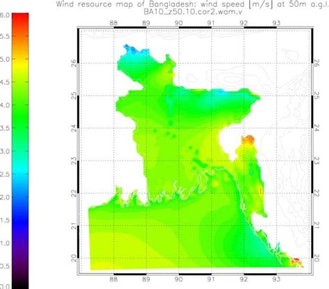Annual Mean Generalized Wind Speed At 50 M Agl For 003 M Roughness