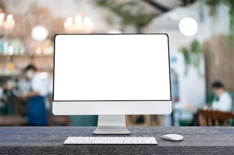 Premium Photo Computer Monitor With White Blank Screen Putting On
