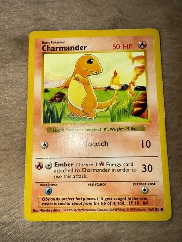 Charmander 046102 Base Set Shadowless Unlimited Edition Regular Ebay