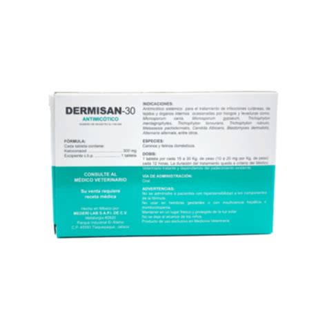 Dermisan 30 Tabletas Antimicótico Perro Y Gato Mederilab Plaza