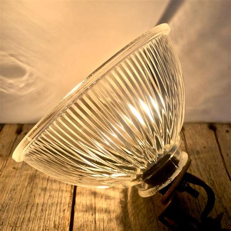 One Pair 65 Holophane Ribbed Glass Shades Salvaged Replacement