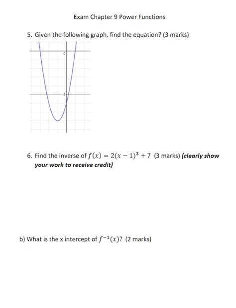solved exam chapter 9 power functions 5 given the following graph