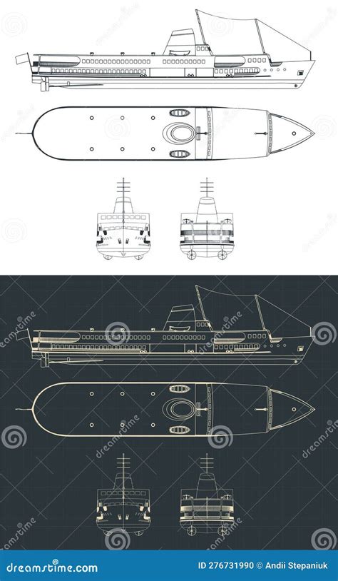 Passenger Ferry Blueprints Stock Vector Illustration Of Harbor 276731990
