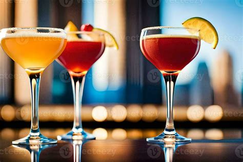 Three Different Types Of Cocktails Are Shown On A Table AI Generated 30898491 Stock Photo At