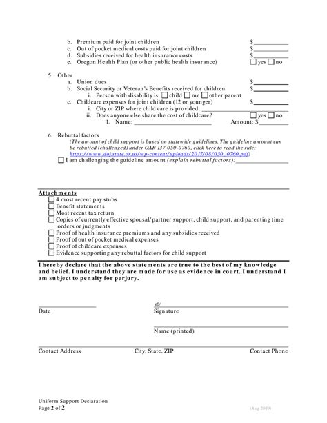Oregon Uniform Support Declaration Fill Out Sign Online And Download