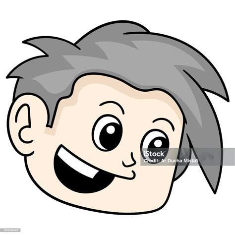 잘 생긴 소년 머리는 매혹적인 미소 벡터 일러스트 판지 이모티콘 낙서 아이콘 그리기 그리기에 대한 스톡 벡터 아트 및 기타 이미지 그리기 낙서 드로잉 디자인 Istock