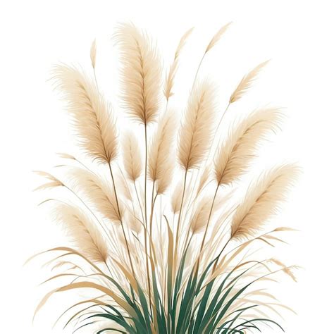 Pampas Grass Dried Flowers On A White Background Drawing Premium Ai Generated Image